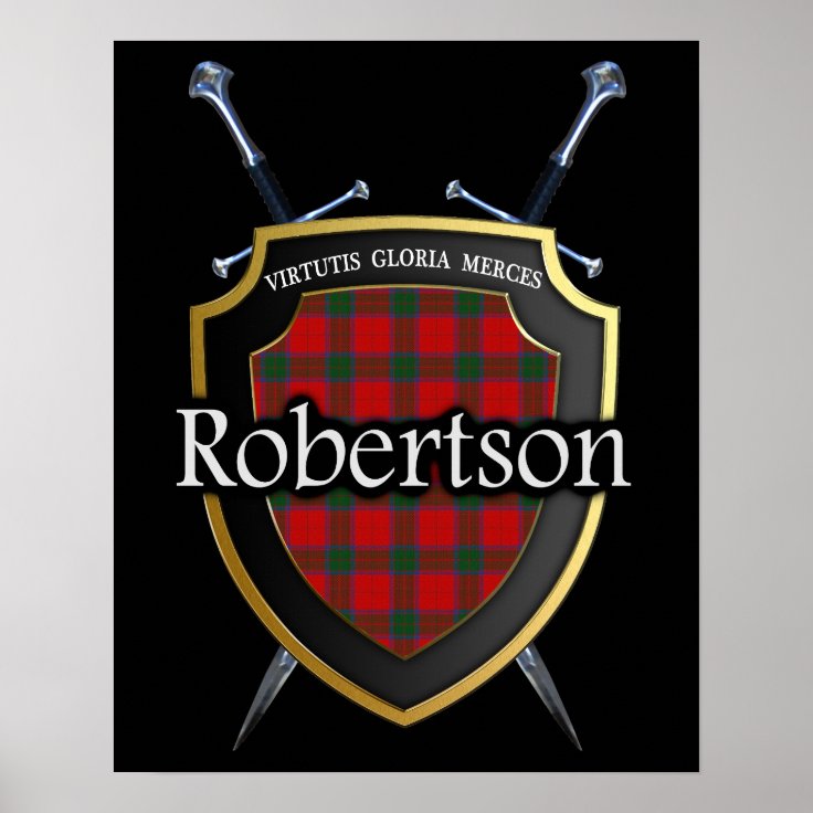 Clan Robertson Tartan Scottish Shield & Swords Poster | Zazzle
