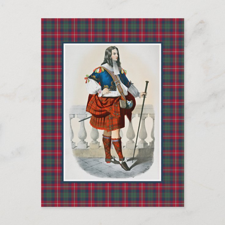 Clan Robertson Vintage Illustration Tartan Frame Postcard | Zazzle