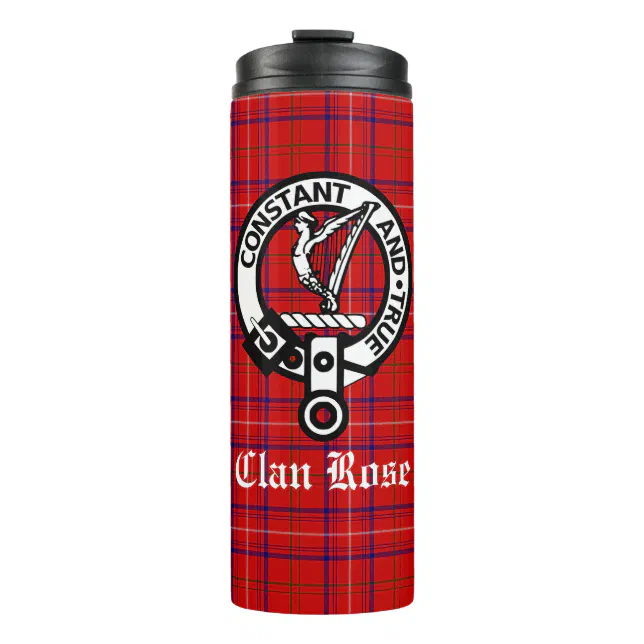 Clan Rose Crest Badge and Tartan Thermal Tumbler | Zazzle