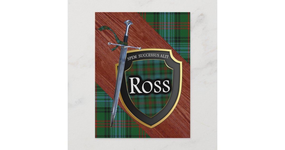 Clan Ross Tartan Sword & Shield Postcard | Zazzle