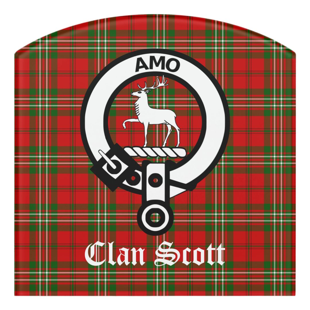 Clan Scott Crest Badge and Tartan Door Sign | Zazzle