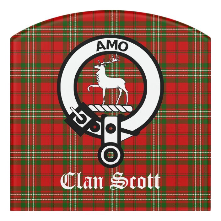 Clan Scott Crest Badge and Tartan Door Sign | Zazzle.com