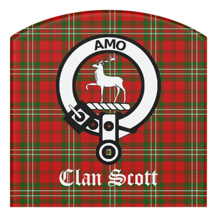 Clan Scott Crest Badge and Tartan Door Sign | Zazzle