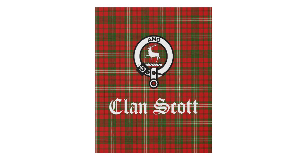 Clan Scott Crest Badge & Tartan Faux Canvas Print | Zazzle