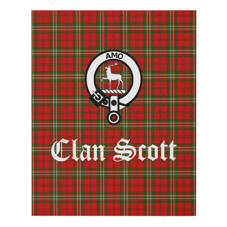 Clan Scott Crest Badge & Tartan Faux Canvas Print | Zazzle