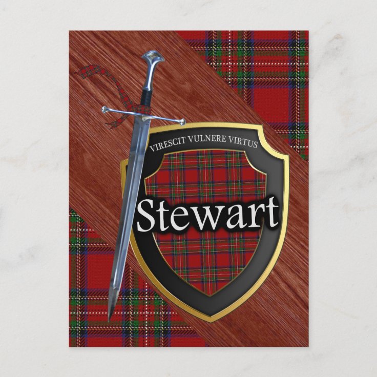 Clan Stewart Tartan Sword & Shield Postcard | Zazzle