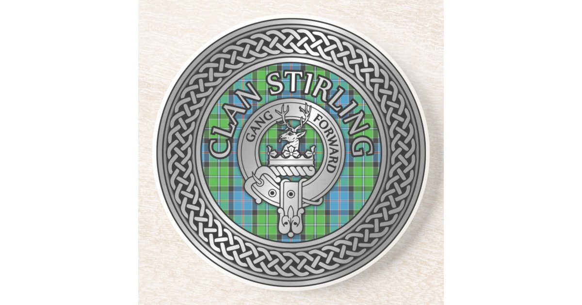 Clan Stirling Crest & Tartan Knot Coaster | Zazzle