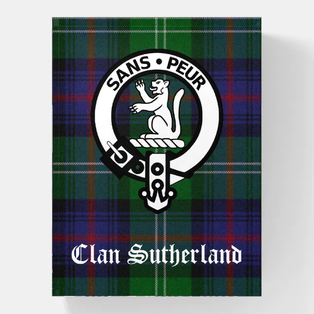 Clan Sutherland Crest Badge & Tartan Paperweight | Zazzle