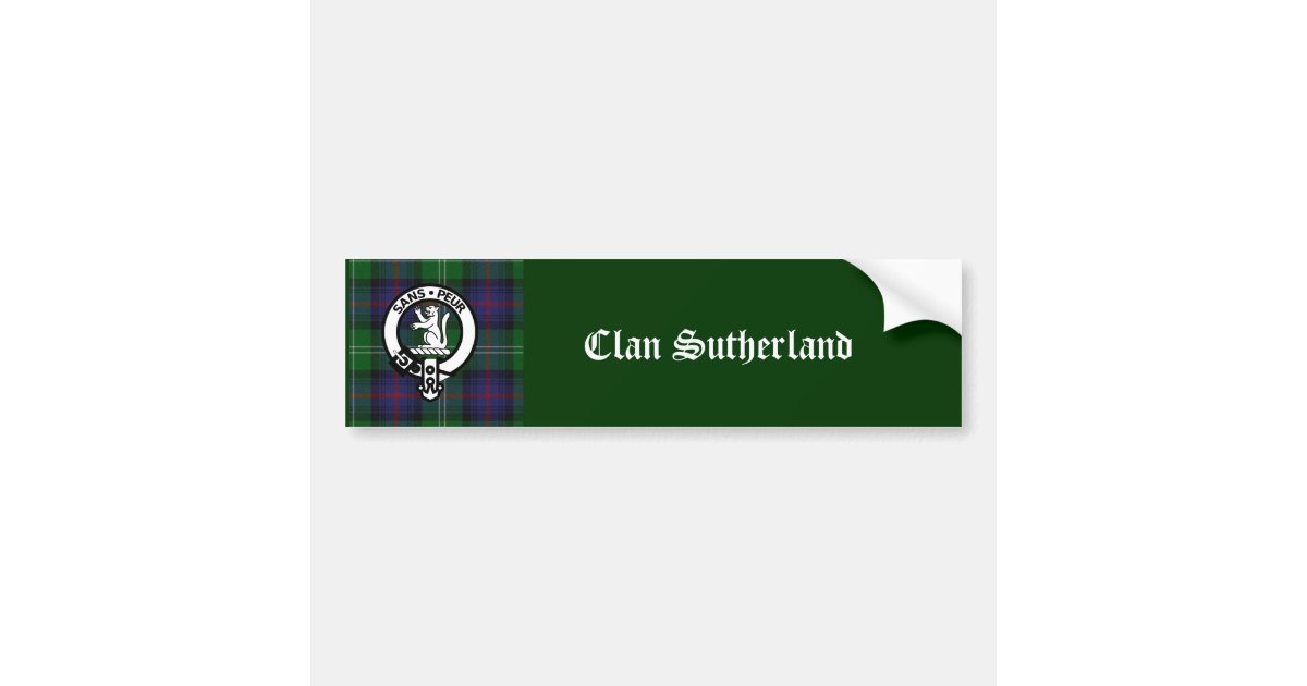 Clan Sutherland Crest & Tartan Bumper Sticker | Zazzle
