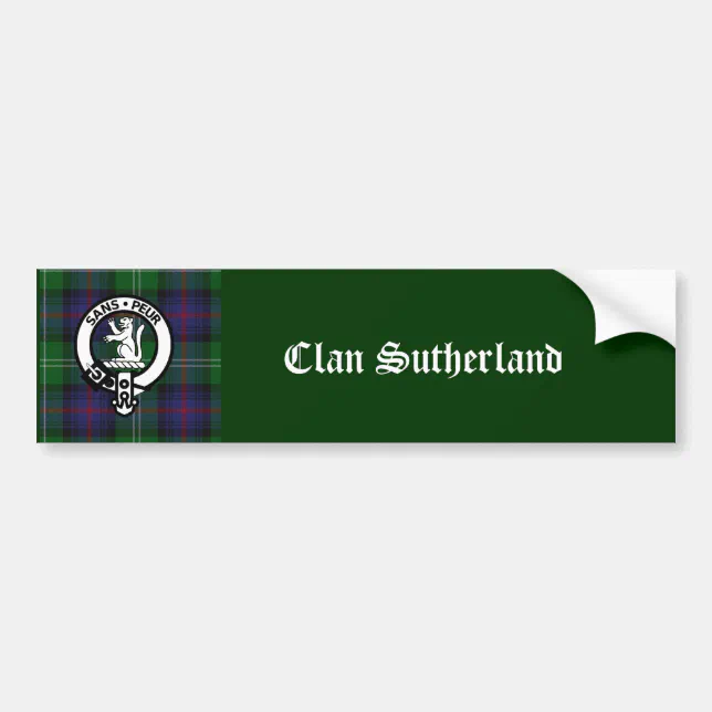 Clan Sutherland Crest & Tartan Bumper Sticker | Zazzle