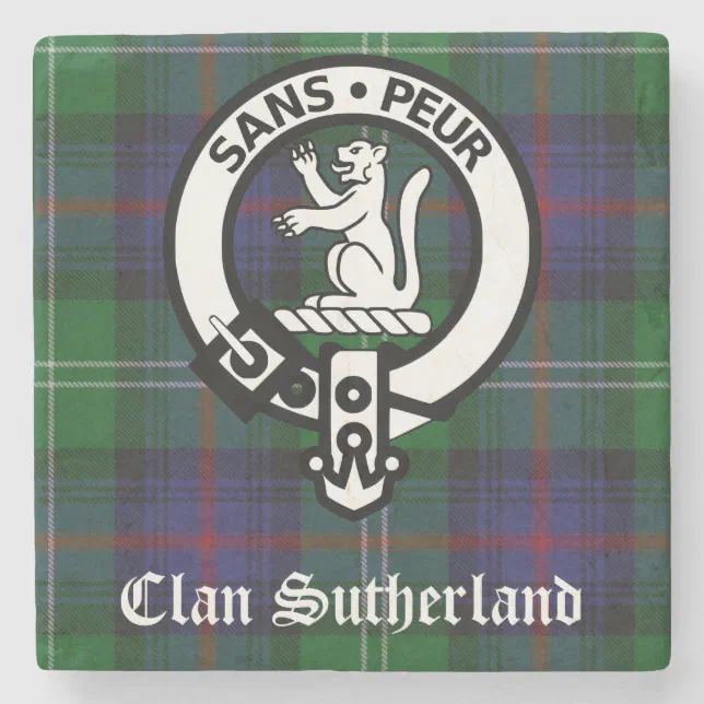 Clan Sutherland Crest & Tartan Stone Coaster | Zazzle