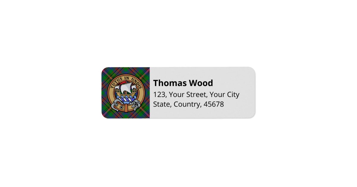 Clan Wood Crest over Tartan Label | Zazzle