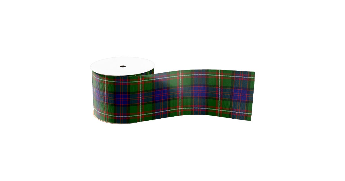 Clanranald tartan blue green plaid grosgrain ribbon | Zazzle