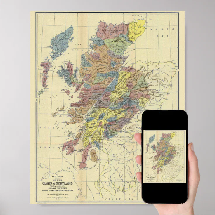 Clans Of Scotland Historical Map Clan Locations Poster | Zazzle