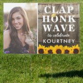Clap Honk Wave Rustic Sunflower Graduation Sign | Zazzle