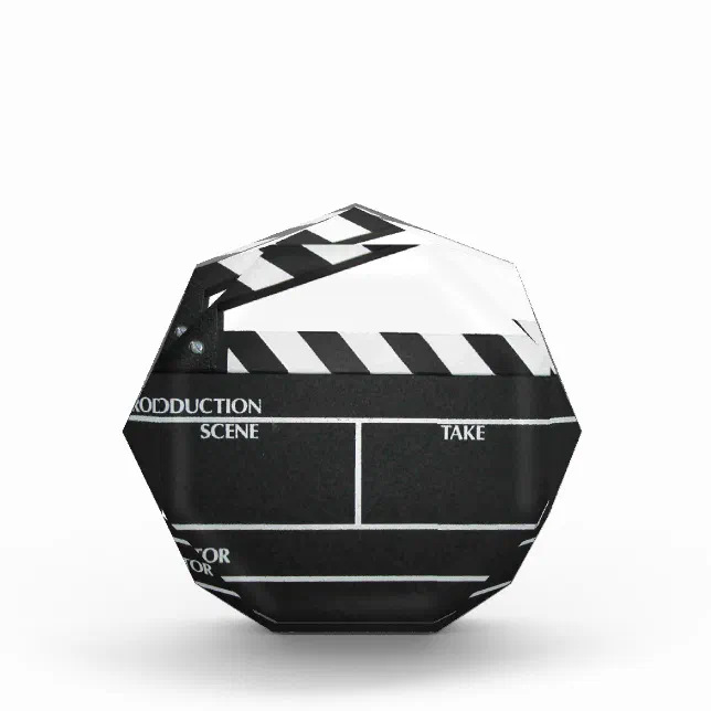Clapboard movie slate clapper film acrylic award | Zazzle