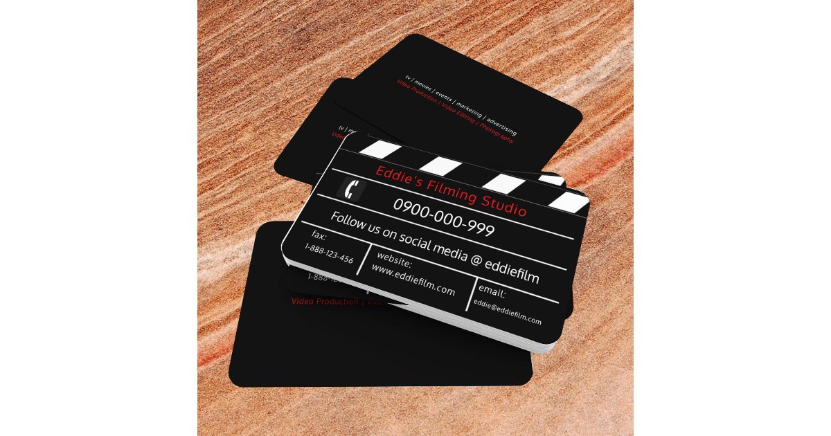 Clapperboard Film & Video Movie Slate Business Card | Zazzle