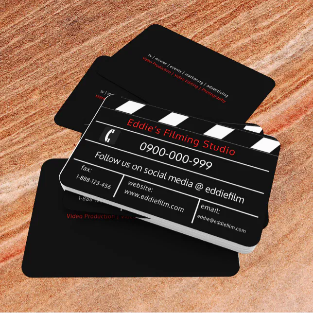 Clapperboard Film & Video Movie Slate Business Card | Zazzle