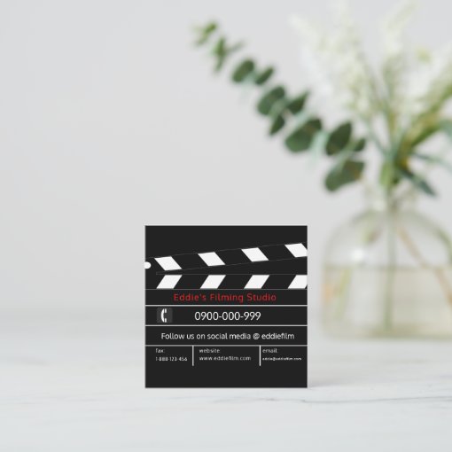 Clapperboard Film & Video Movie Slate Square Business Card | Zazzle