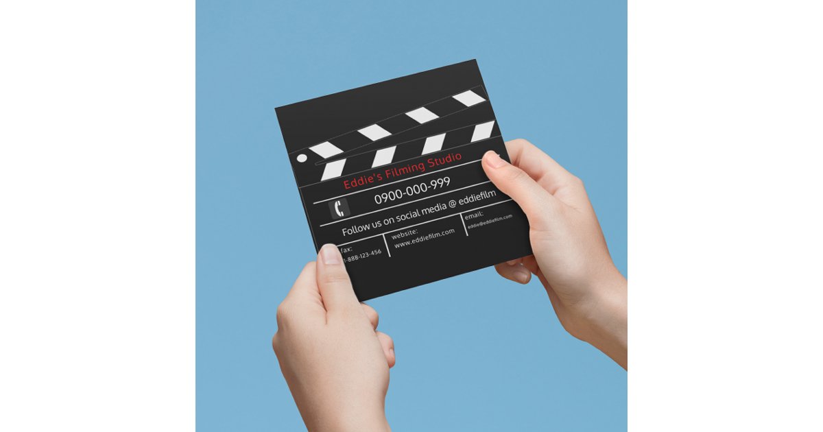 Clapperboard Film & Video Movie Slate Square Business Card | Zazzle