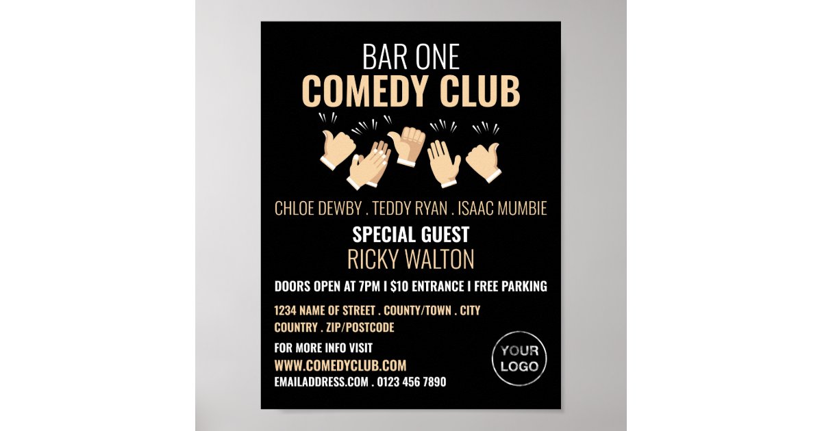 Clapping Hands, Comedian, Comedy Club Advertising Poster | Zazzle