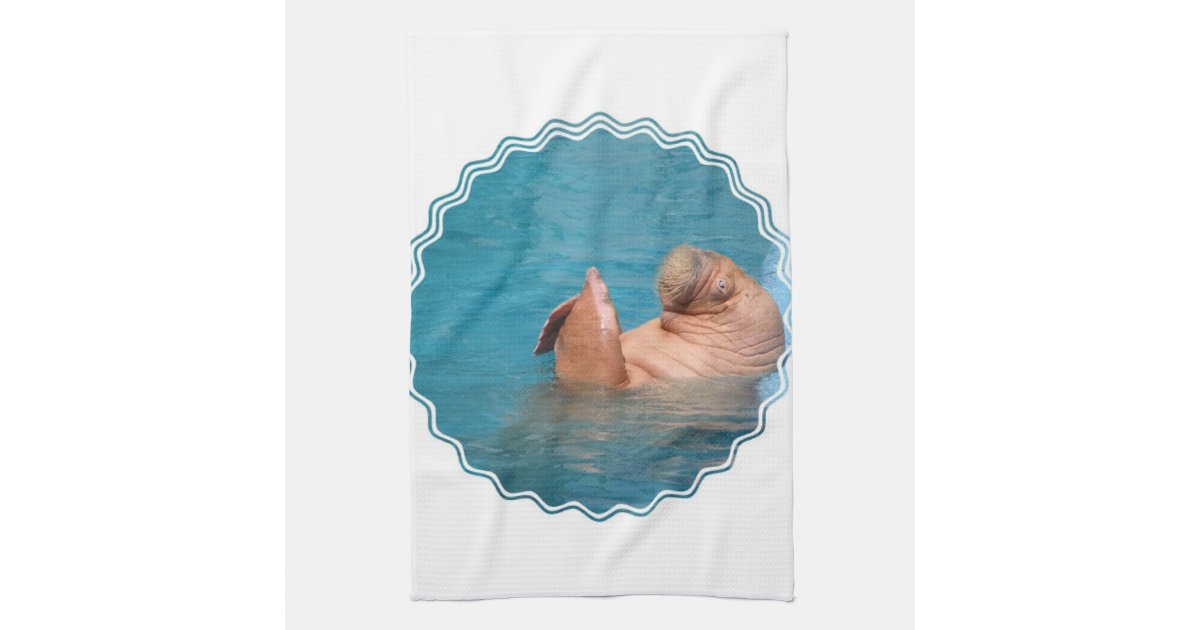 Clapping Walrus Kitchen Towel | Zazzle