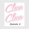 Clara Decorative Name in Pink x2 Sticker | Zazzle