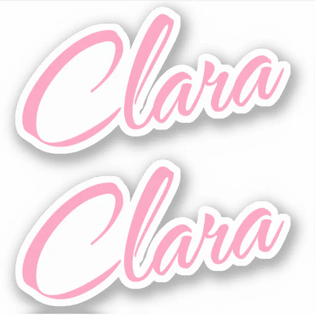 Clara Decorative Name in Pink x2 Sticker | Zazzle