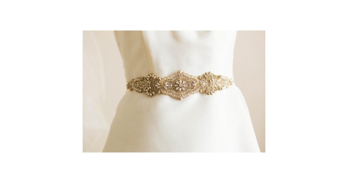Clara Gold Bridal Sash w/ White Ribbon | Zazzle