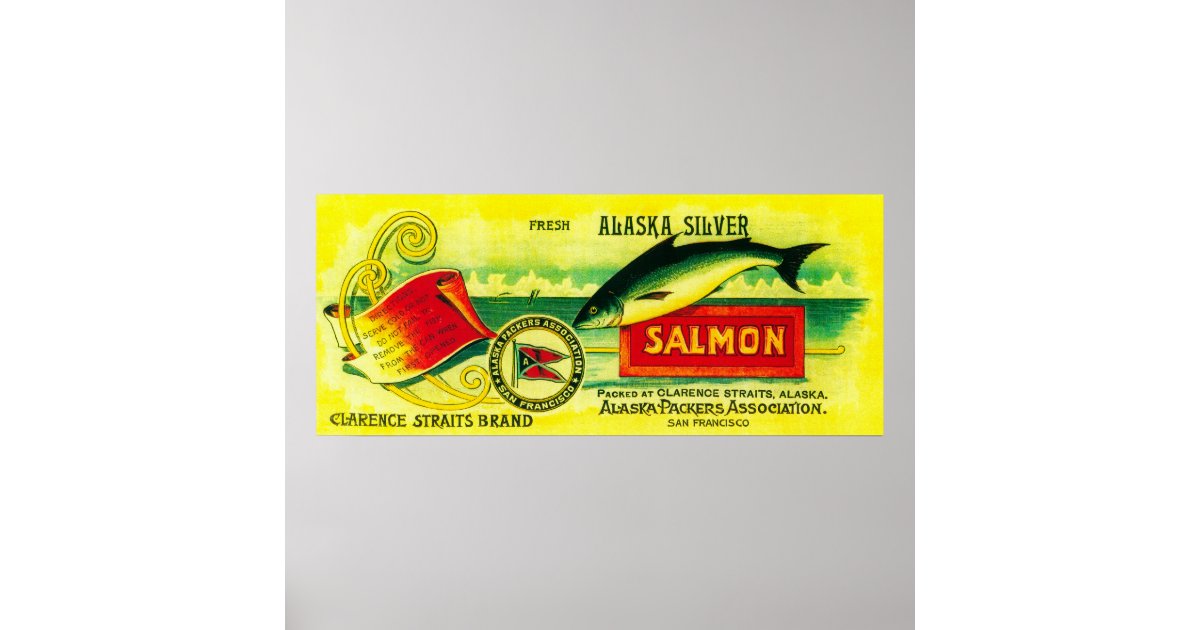 Clarence Straits Salmon Can Label Poster | Zazzle