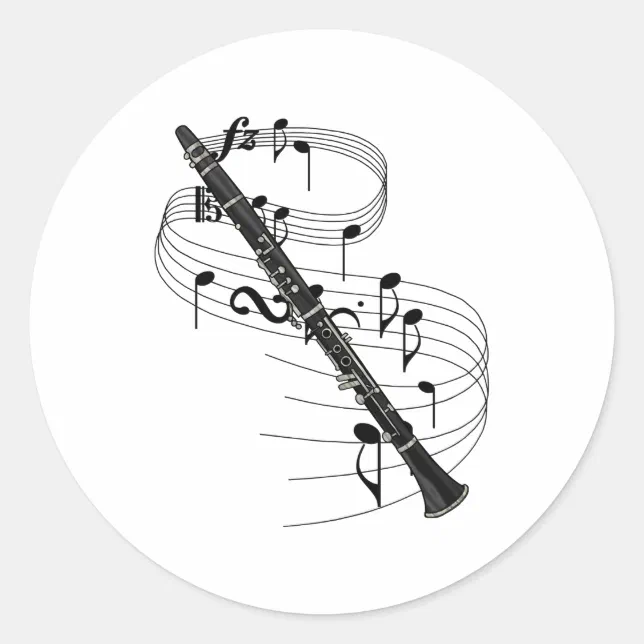 Clarinet Classic Round Sticker | Zazzle