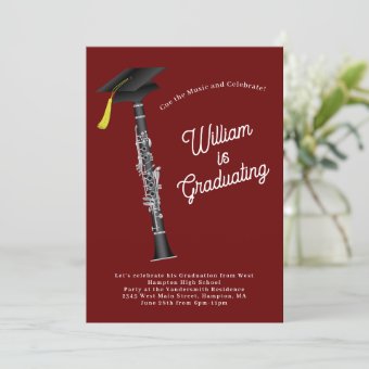 Clarinet Musician Graduation Party Music Invitation | Zazzle
