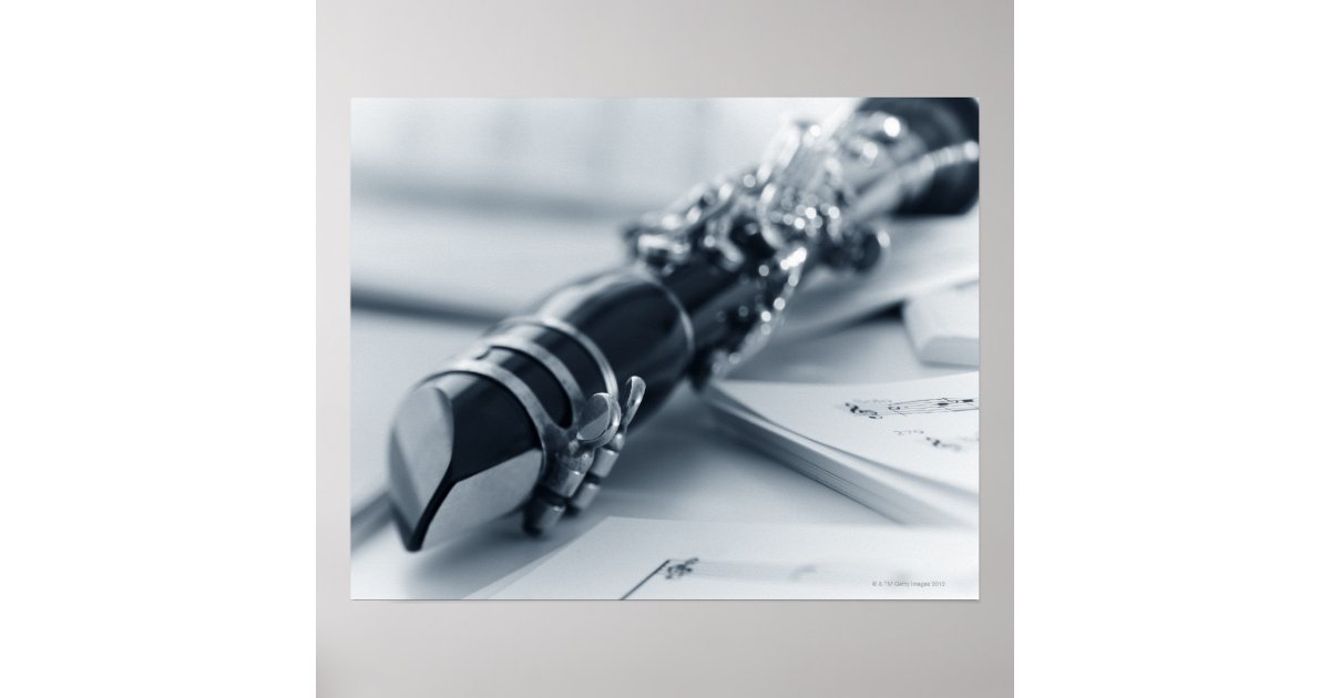 Clarinet on Music Sheets Poster | Zazzle