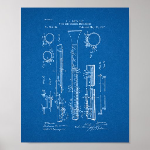 Clarinet Patent - Blueprint Poster | Zazzle