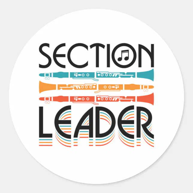 Clarinet Section Leader School Band Retro Classic Round Sticker | Zazzle