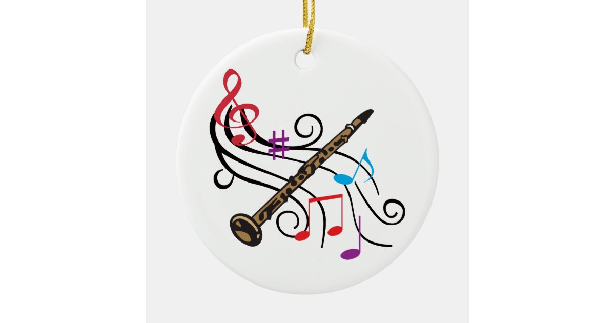 Clarinet With Music Ceramic Ornament | Zazzle
