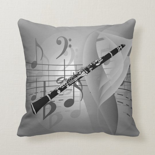 Clarinet with Musical Accents Throw Pillow | Zazzle.com