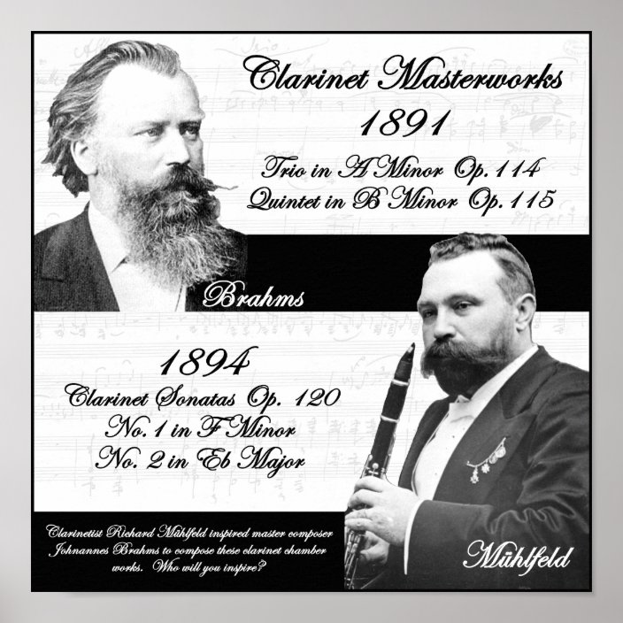 Clarinetist Richard Mühlfeld inspired Brahms Poster | Zazzle.com