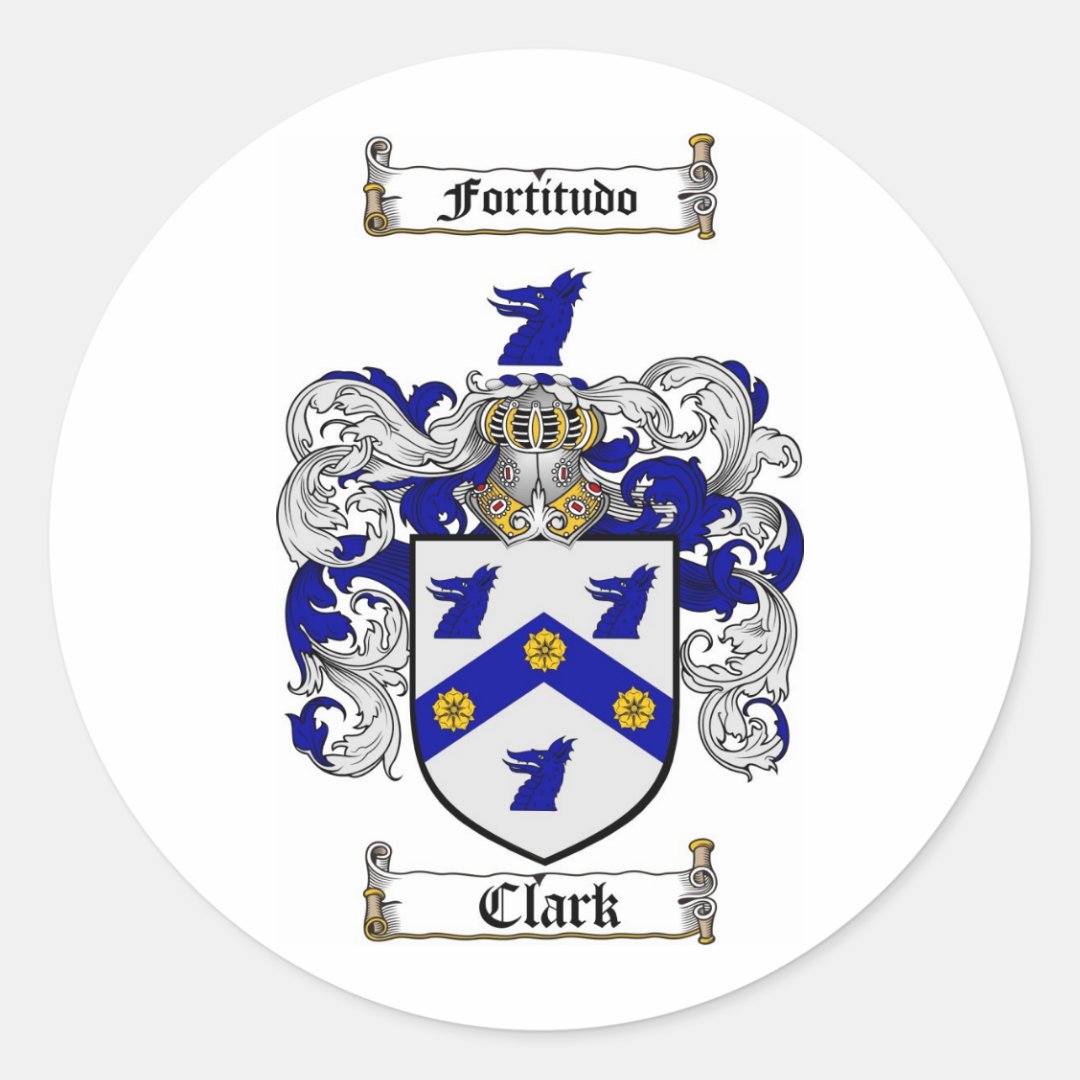 CLARK FAMILY CREST - CLARK COAT OF ARMS CLASSIC ROUND STICKER | Zazzle