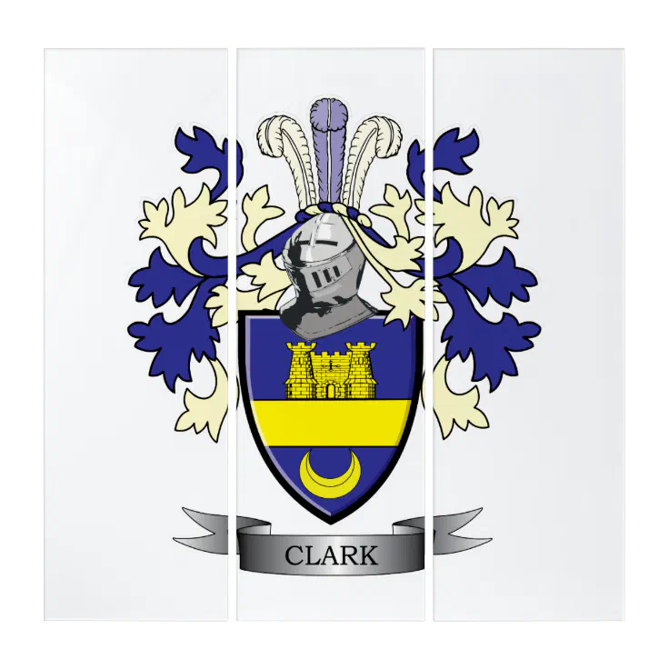 Clark Family Crest Coat of Arms Triptych | Zazzle