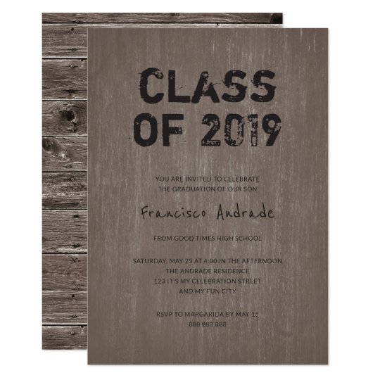 Class 2019 Graduation Party Guy Rustic High School Invitation | Zazzle.com