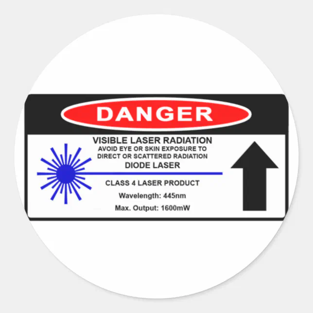 Class 4 445nm Laser Warning Sticker | Zazzle
