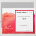 Class art award red paint splash watercolor | Zazzle