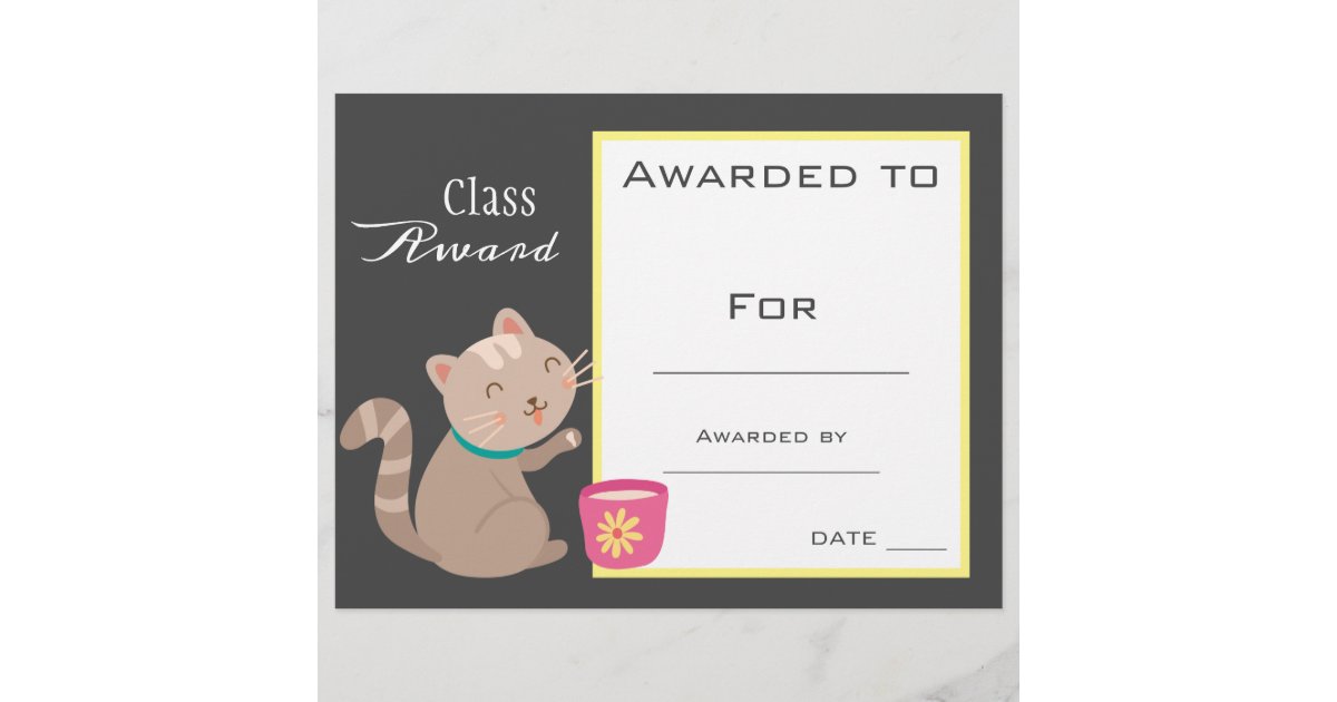 Class award cute cat children certificate | Zazzle