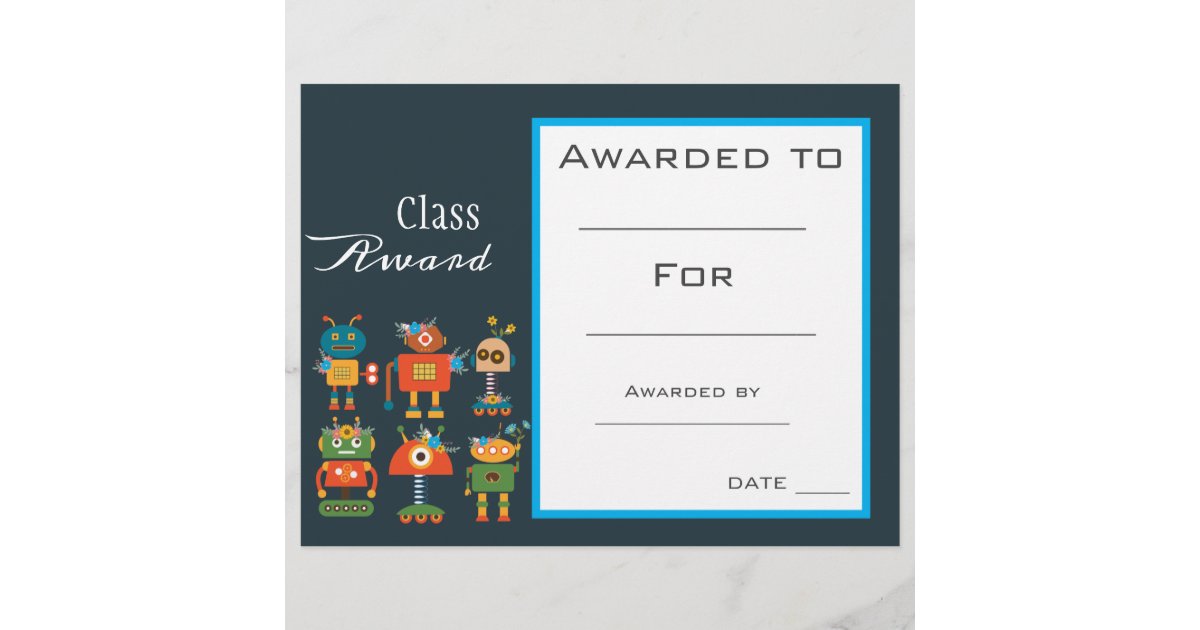 Class award cute robots children certificate | Zazzle