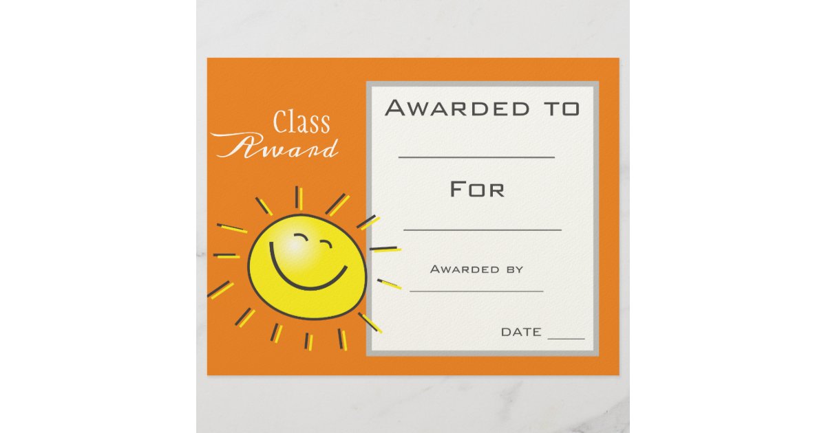 Class award cute sunshine | Zazzle