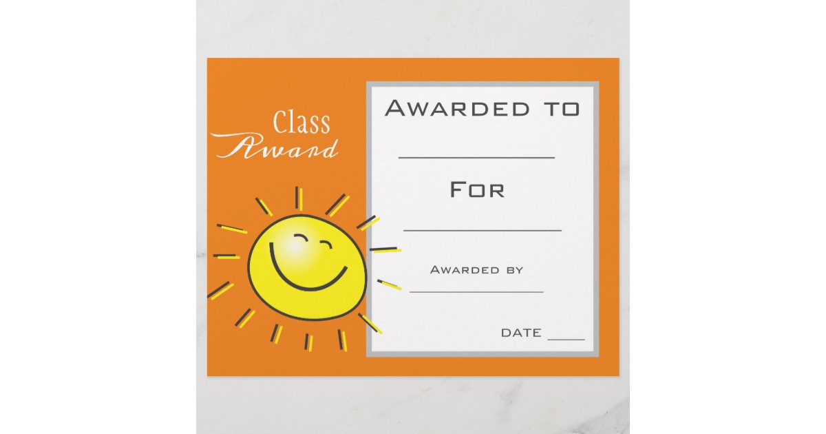 Class award cute sunshine | Zazzle