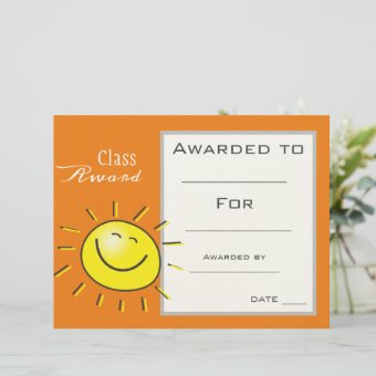 Class award cute sunshine | Zazzle