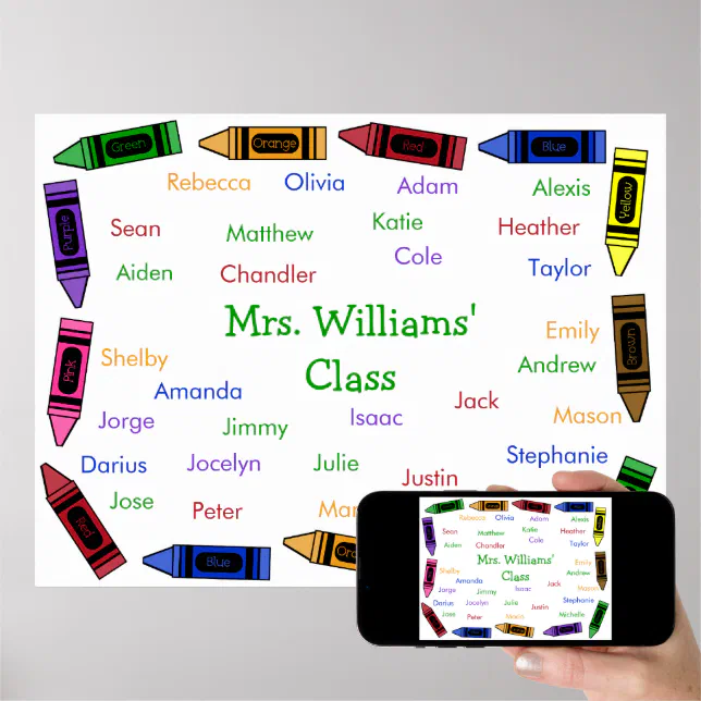 Class Names Poster - Crayons | Zazzle