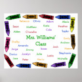 Class Names Poster - Crayons | Zazzle